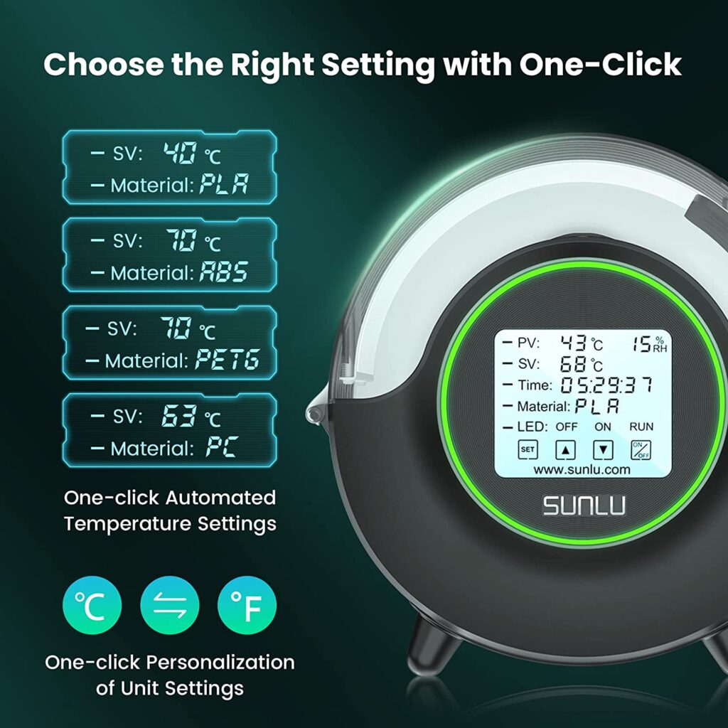SUNLU 3D Printer Filament Dryer, FilaDryer S2 Storage Dry Box for 3D ...